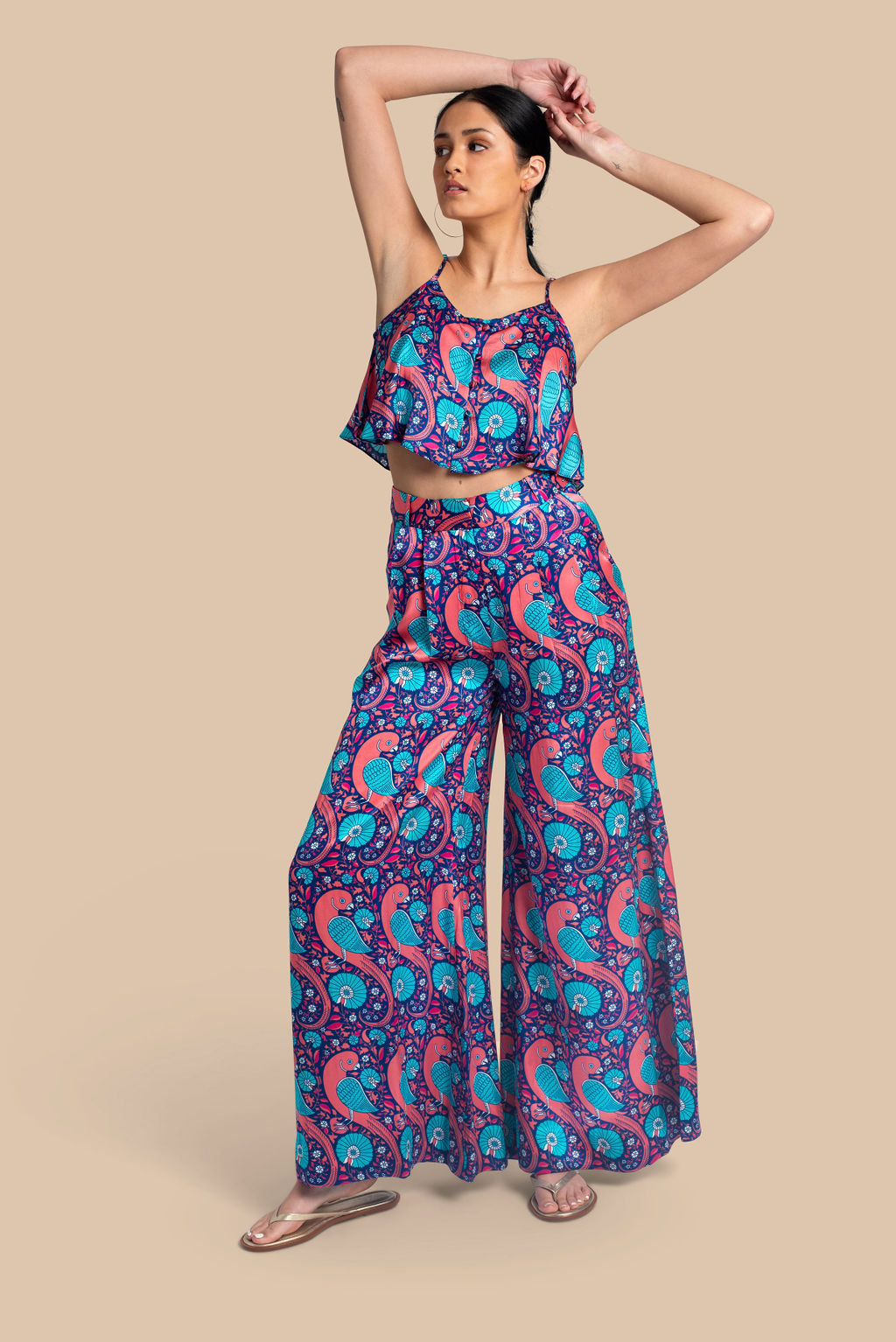 Birds of a Feather Cropped Cami: Coral – Kusuma